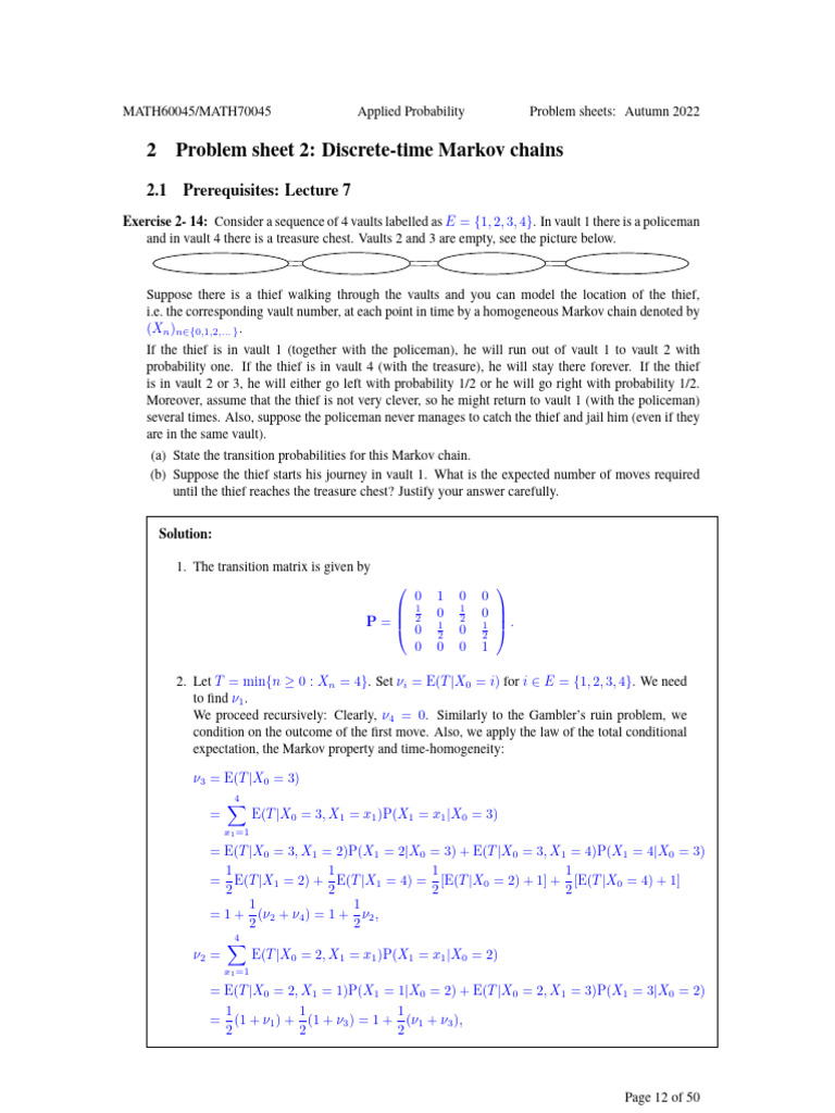 AppliedProbability ProblemSheets PS2 | PDF | Markov Chain | Probability Theory