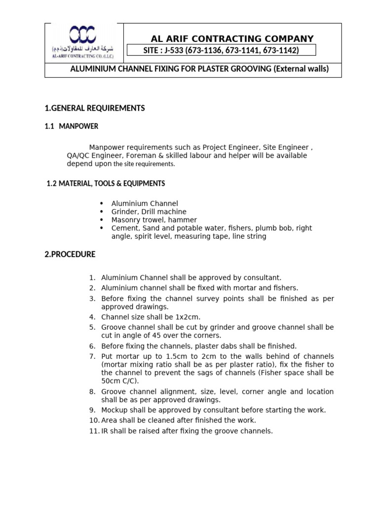 Aluminium Channel Fixing Guidelines | PDF | Science & Mathematics ...