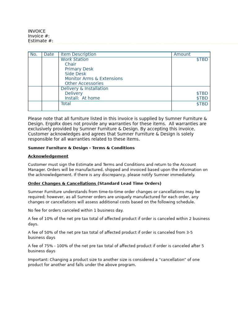 ErgoRx Furniture Invoice Example 20240913 Sumner Review | PDF | Invoice ...