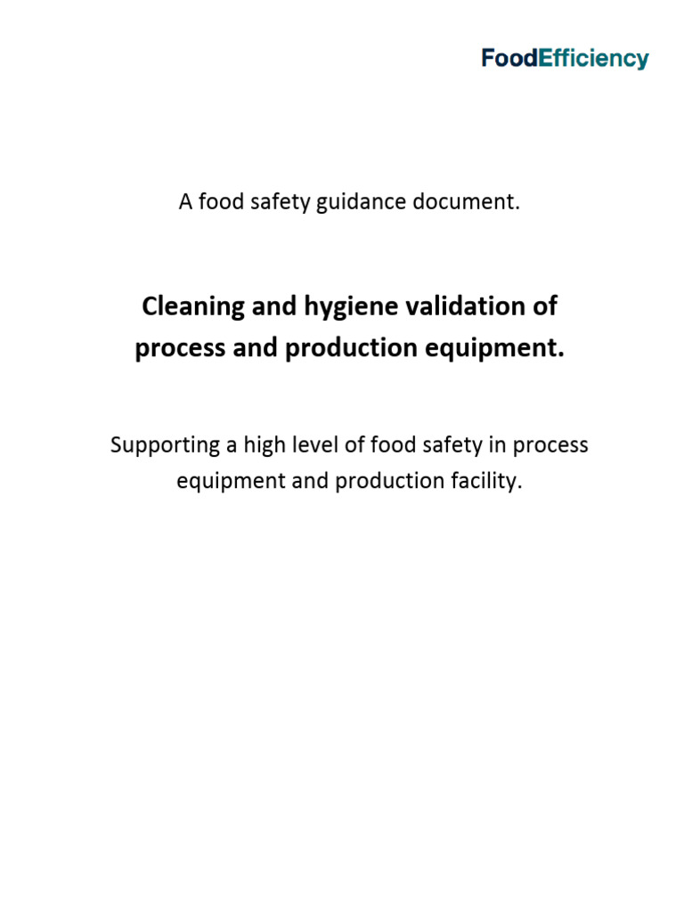 2016 - Food Production - Cleaning and Hygiene Validation Guidance | PDF ...
