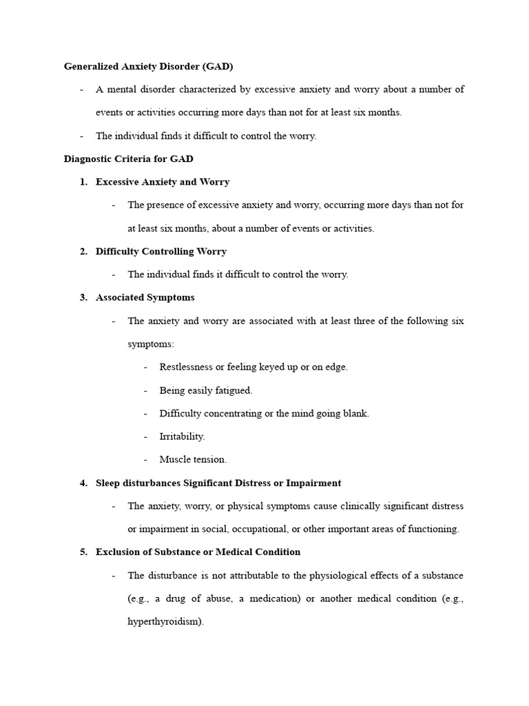 Generalized Anxiety Disorder GAD | PDF | Generalized Anxiety Disorder ...