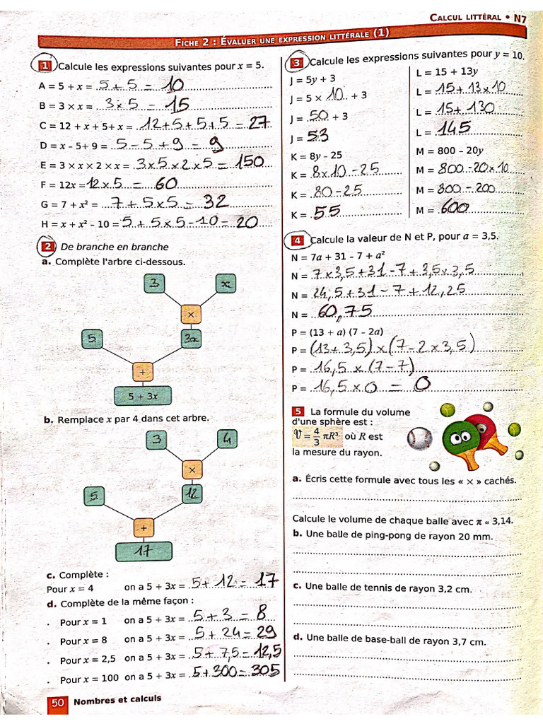 Mathematiques 5eme Correction Pages 50 Et 51 | PDF
