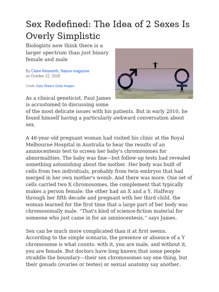 Sex Redefined The Idea Of 2 Sexes Is Overly Simplistic Copy Pdf
