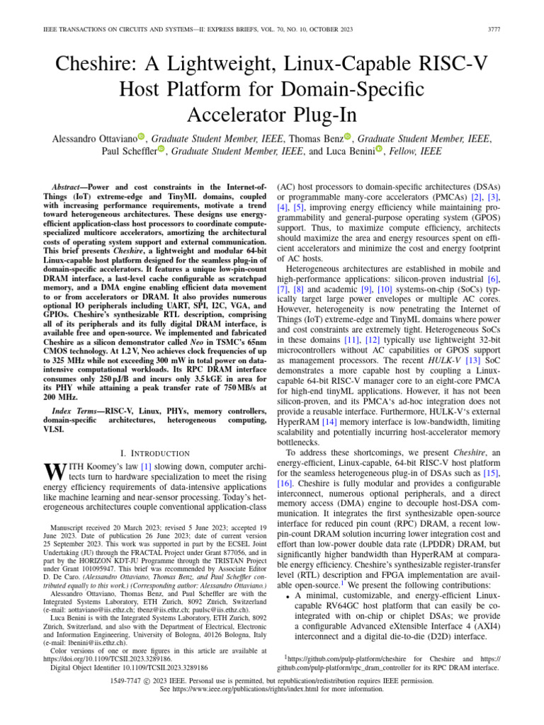 Cheshire A Lightweight Linux-Capable RISC-V Host Platform For Domain-Specific Ac | PDF | Dynamic ...