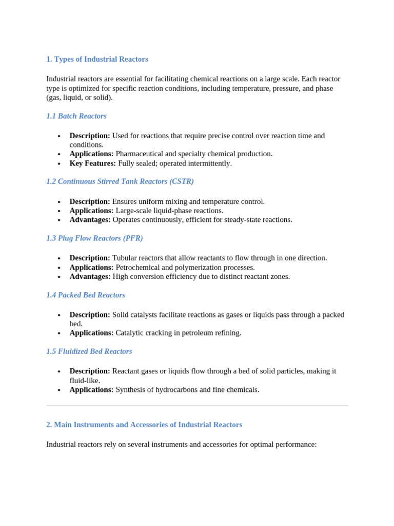 Industrial Reactor Guide | PDF | Chemical Reactor | Cracking (Chemistry)