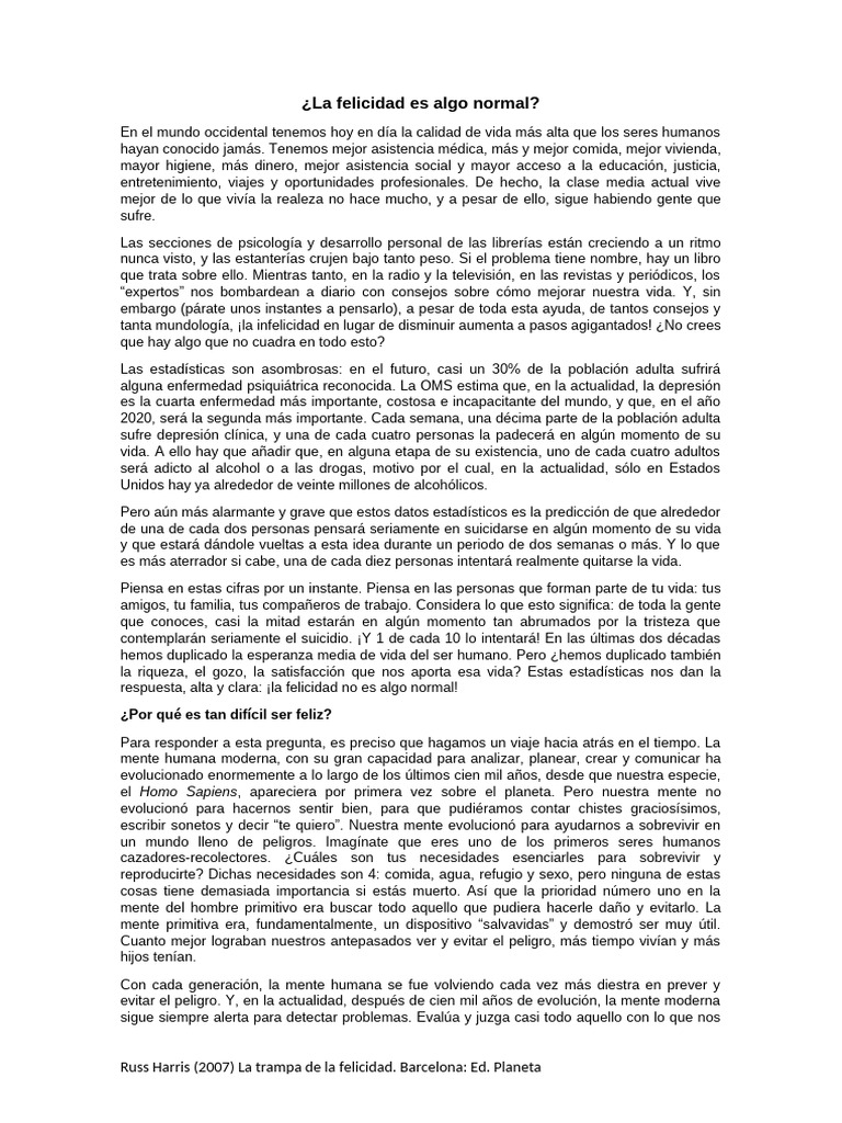 La Felicidad No Es Algo Normal | PDF | Mente | Humano