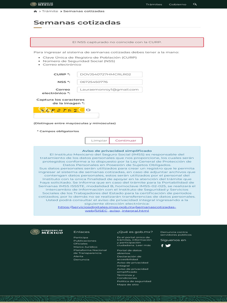 Semanas Cotizadas - SISEC | PDF | Privacidad | Informática