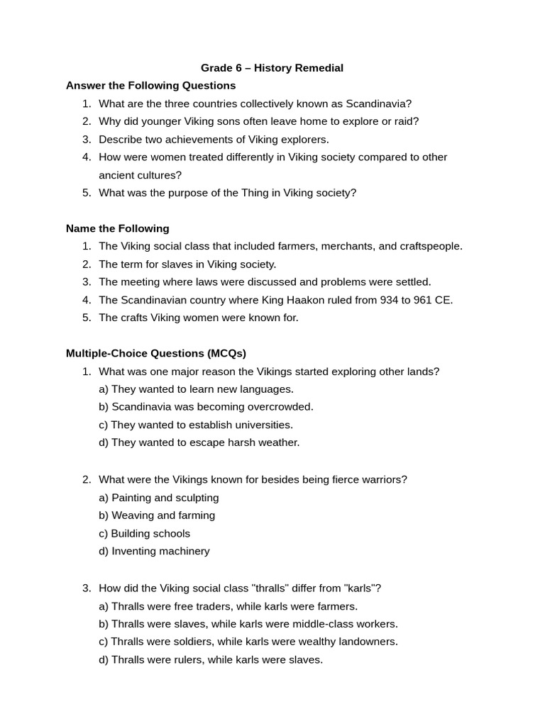 Viking Society and Achievements Quiz | PDF | Vikings | Scandinavia