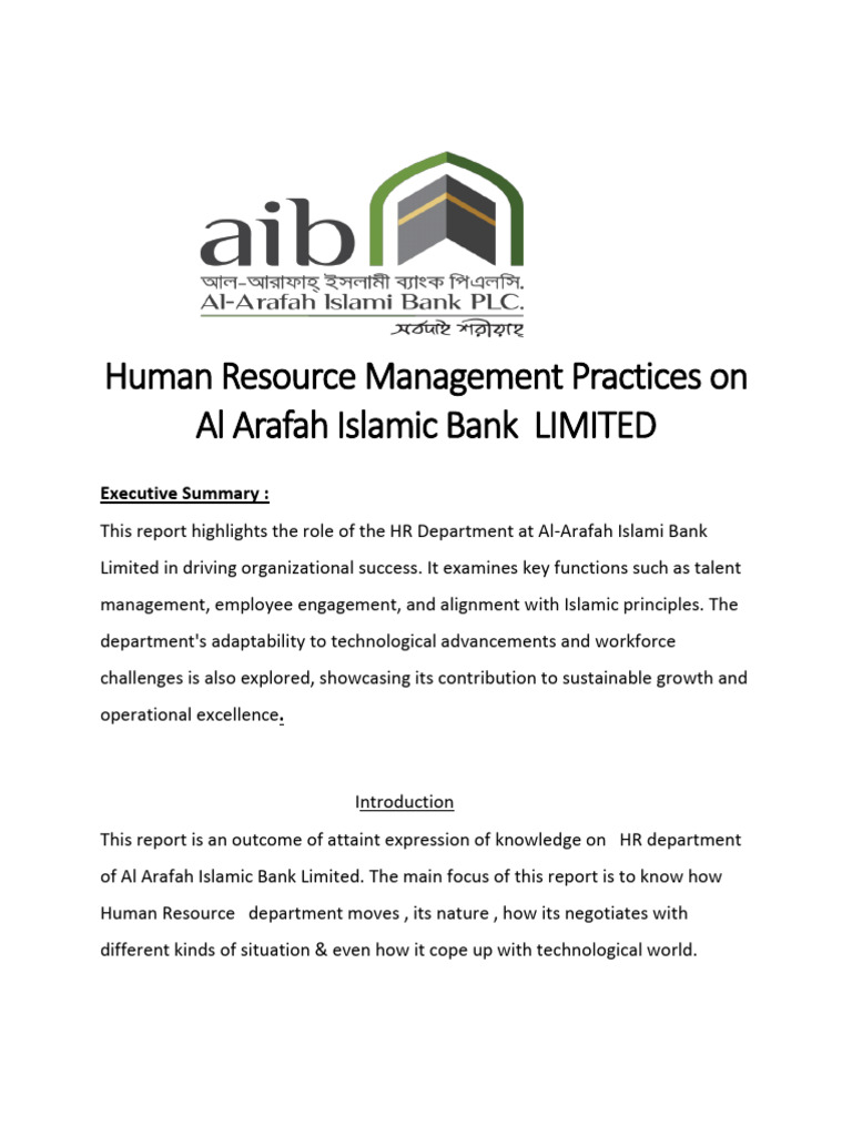HR Practices at Al-Arafah Islamic Bank | PDF | Recruitment | Human ...