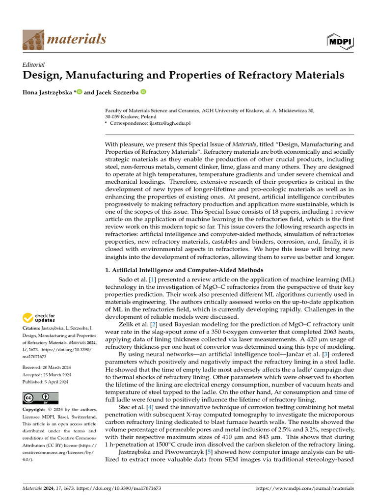 Materials 17 01673 | PDF | Refractory | Chromium