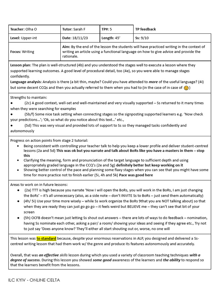 Olha Obludynyk TP5 Complete | PDF | Learning | Cognition