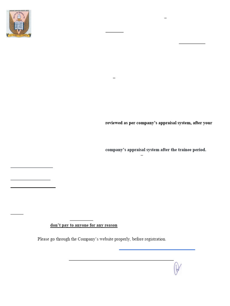 Notice For KP Reliable Campus Placement Drive | PDF | Business | Labor