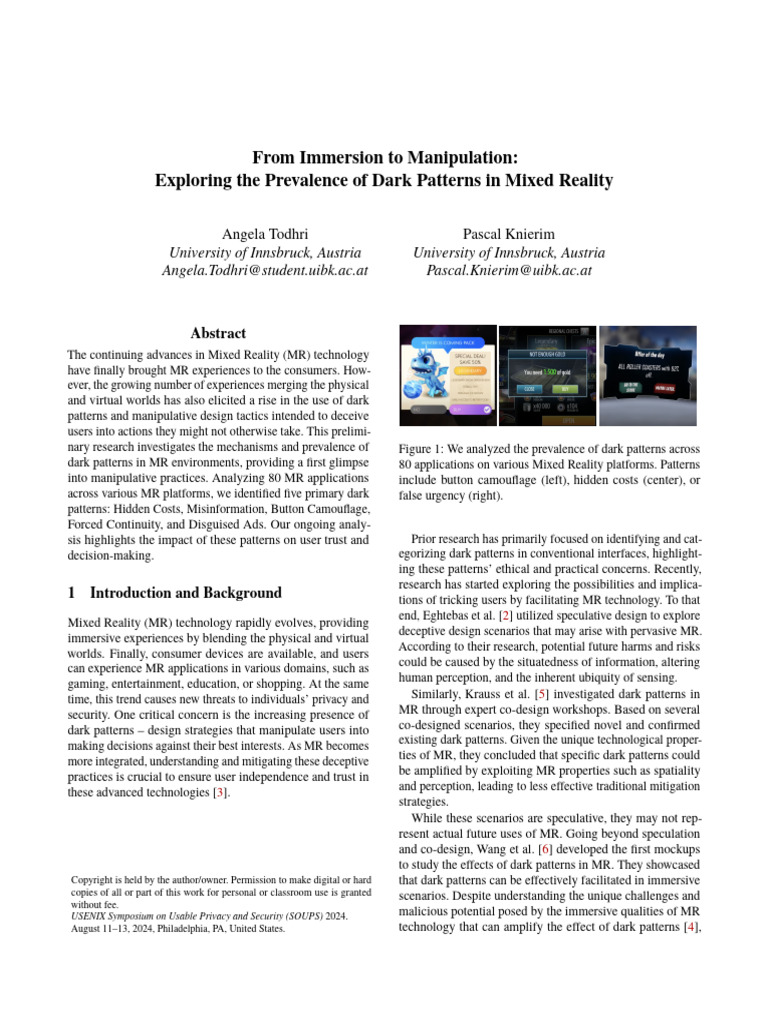 From Immersion To Manipulation | PDF | Mixed Reality | Computing