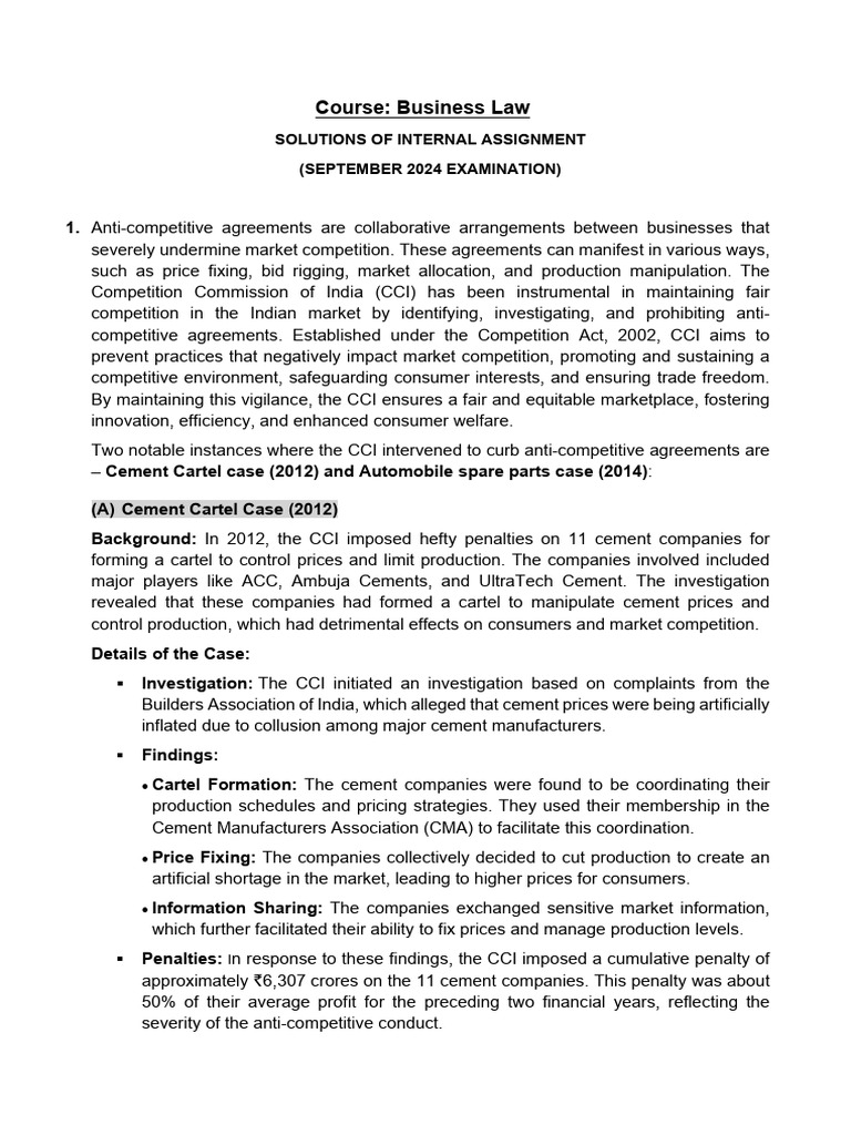 CCI Cases & Contract Law Essentials | PDF | Mediation | Arbitration