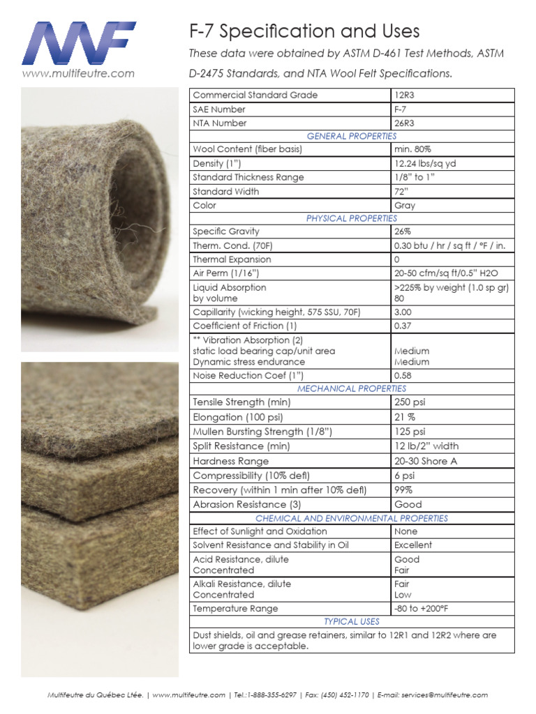 F7 Specsheet | PDF | Materials Science | Materials