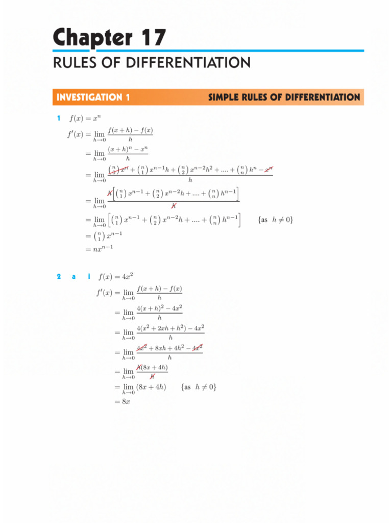 Book 2 Chapter 17 Rules of Differentiation | PDF