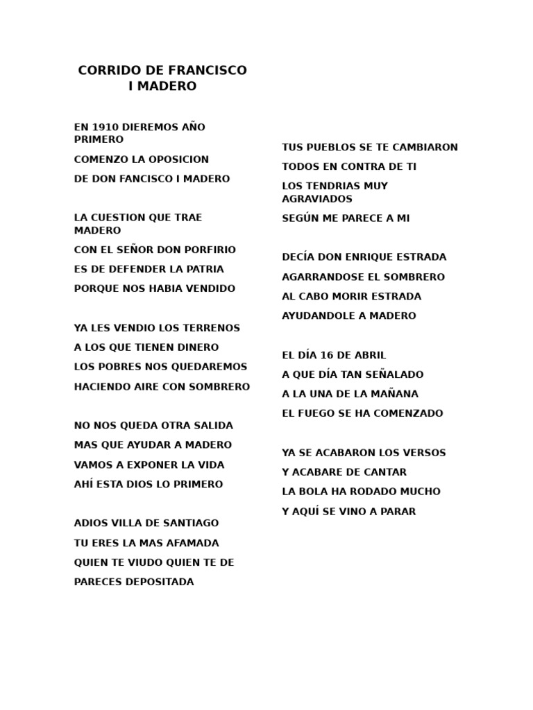 Corrido de Francisco I. Madero | PDF