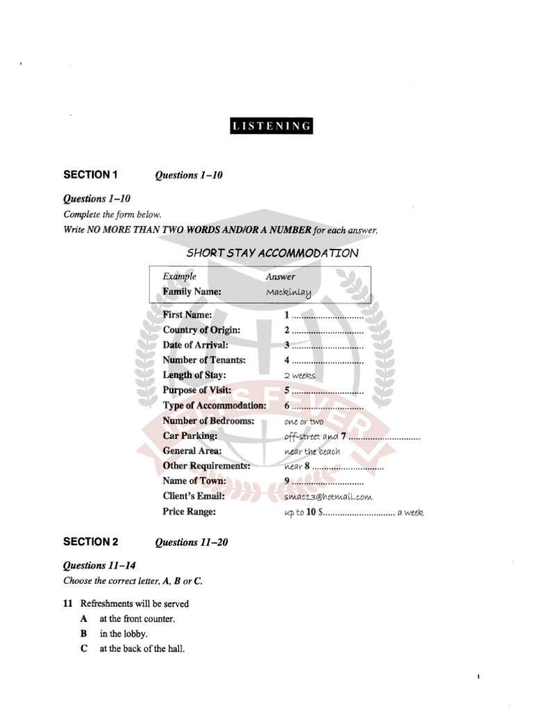 Ielts Fever Listening Practice Test 11 Pdf Pdf