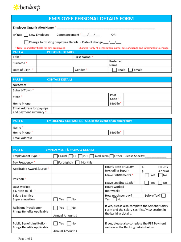 Employment Information Form 2018 | PDF | Salary | Employee Benefits