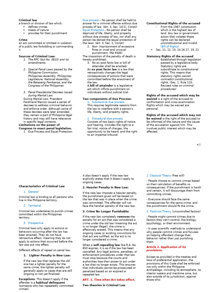 Notes (Beg. To Art II) Criminal Law | PDF | Consul (Representative ...
