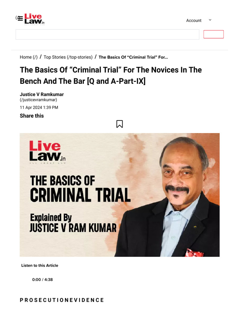 The Basics of "Criminal Trial" For The Novices in The Bench and | PDF ...