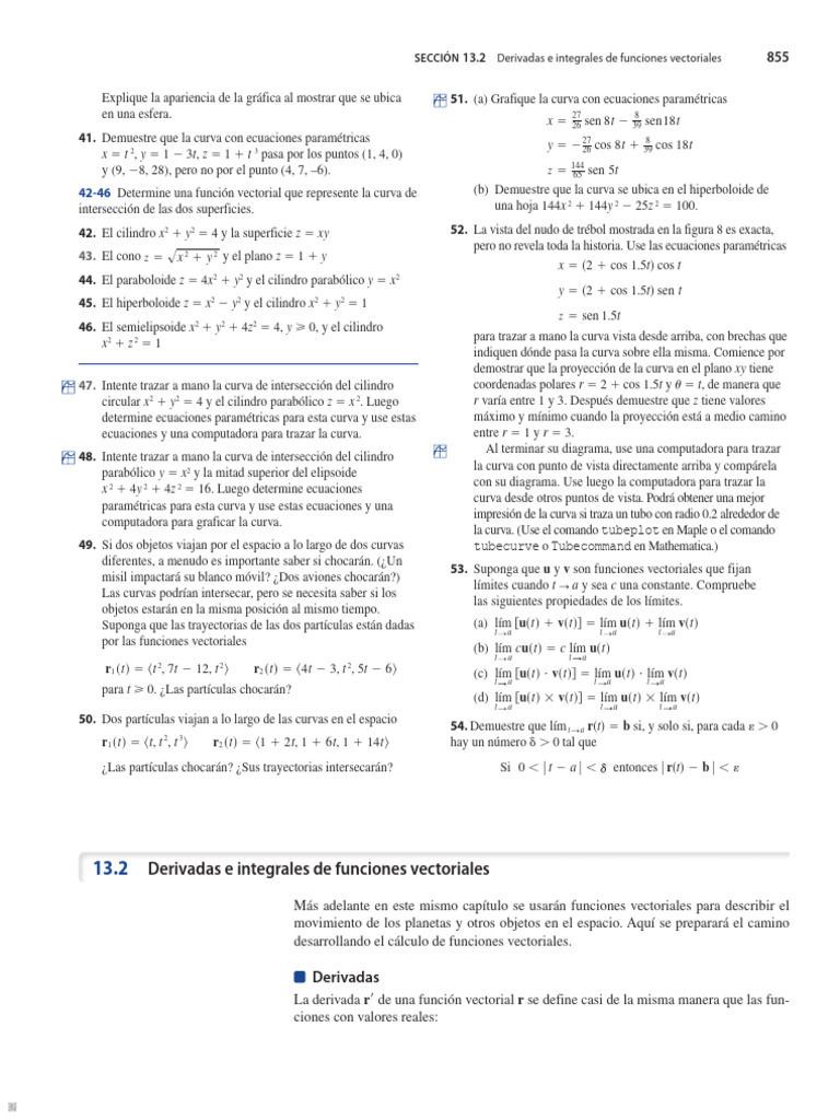 Lectura Derivadas e Integrales de Funciones Vectoriales | PDF | Integral | Vector Euclidiano