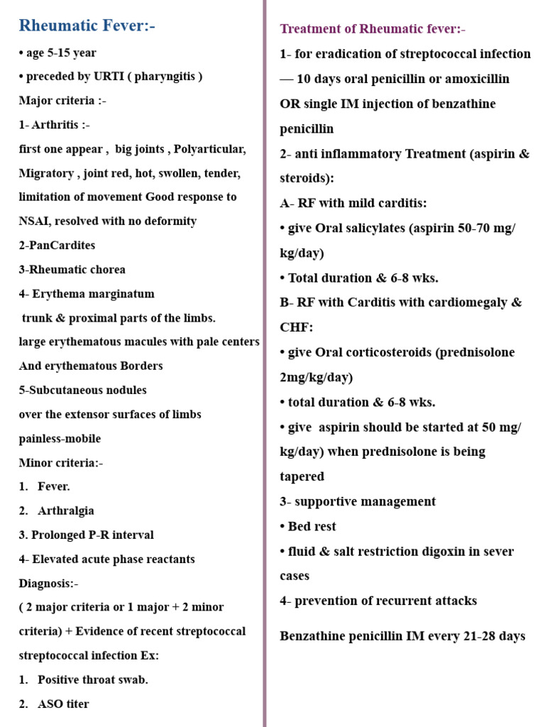 Rheumatic Fever: Symptoms & Treatment | PDF