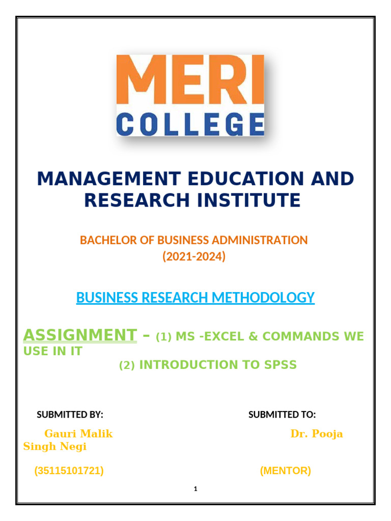 GAURI MALIK. BRM Lab File | PDF | Spreadsheet | Spss