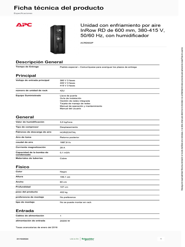 Schneider Electric - Uniflair-Direct-Expansion-InRow-Cooling - ACRD602P ...