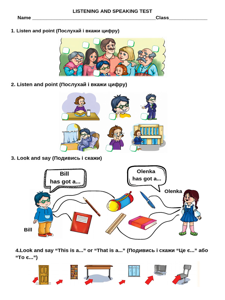 LISTENING AND SPEAKING TEST. Start Up 2 | PDF