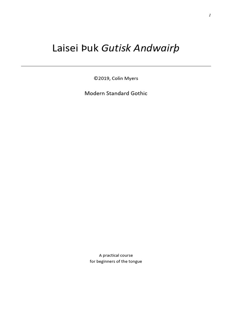 Course English Gottic | PDF | Grammatical Number | Grammatical Gender