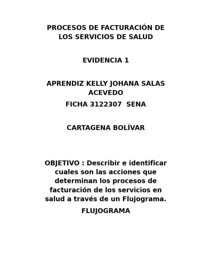 Procesos de Facturación de Los Servicios en Salud. Flujograma | PDF