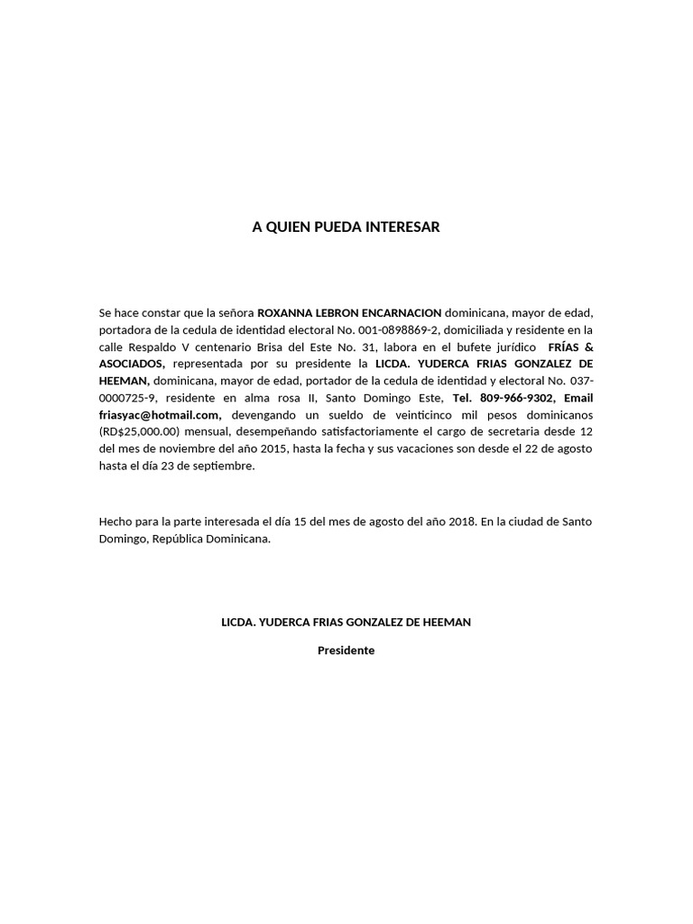 A Quien Pueda Interesar-La Tia | PDF | Política | Derecho