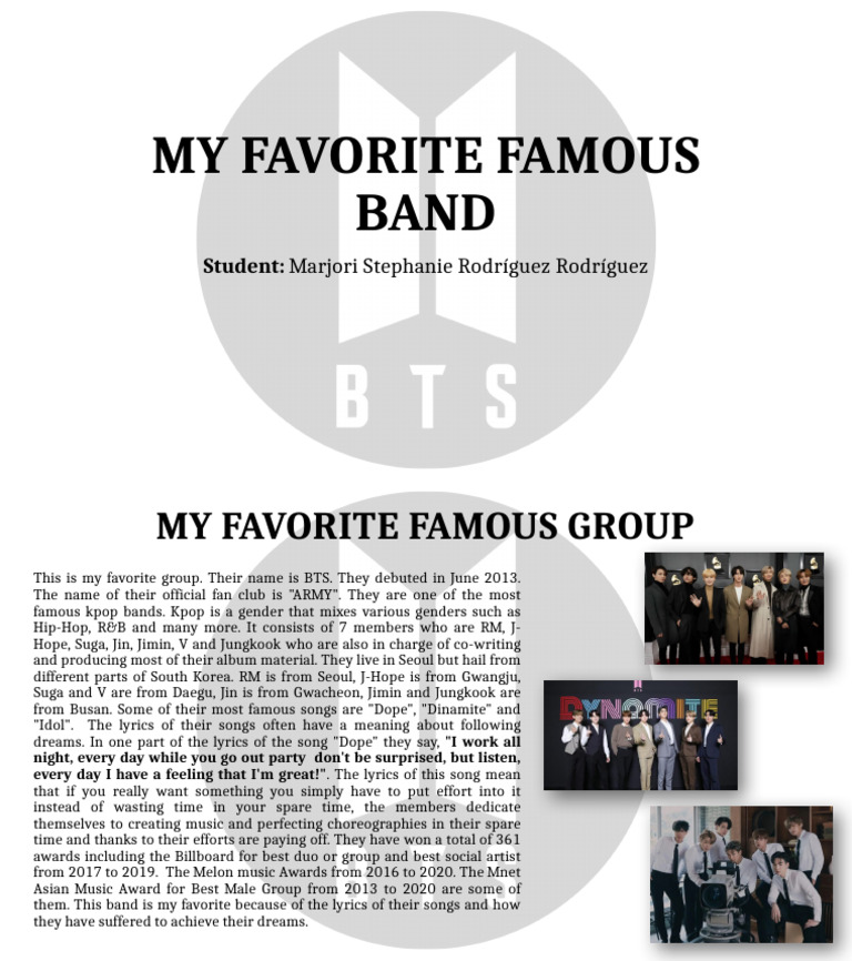 My Favorite Famous Band | PDF