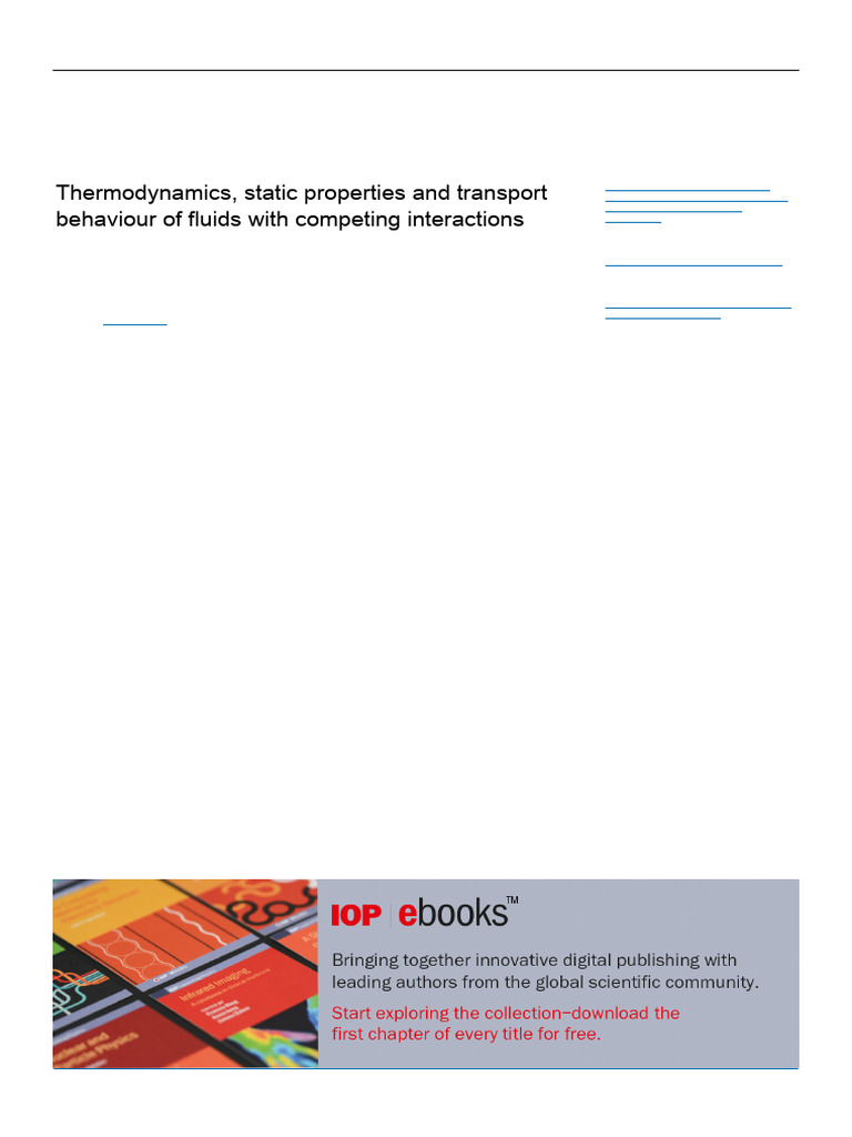 Thermodynamics, Static Properties and Behaviour of Fluids With ...