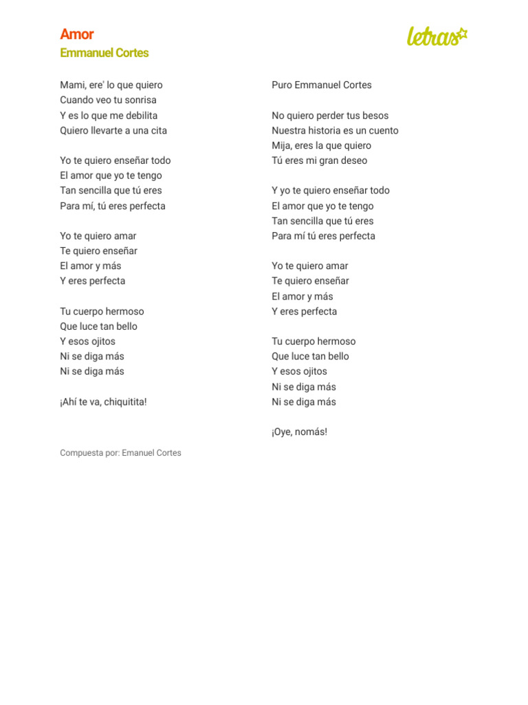 AMOR - Emmanuel Cortes (Impresión) | PDF | Artes del Lenguaje y ...