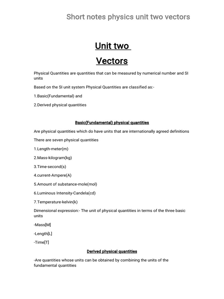 Physics Unit Two | PDF