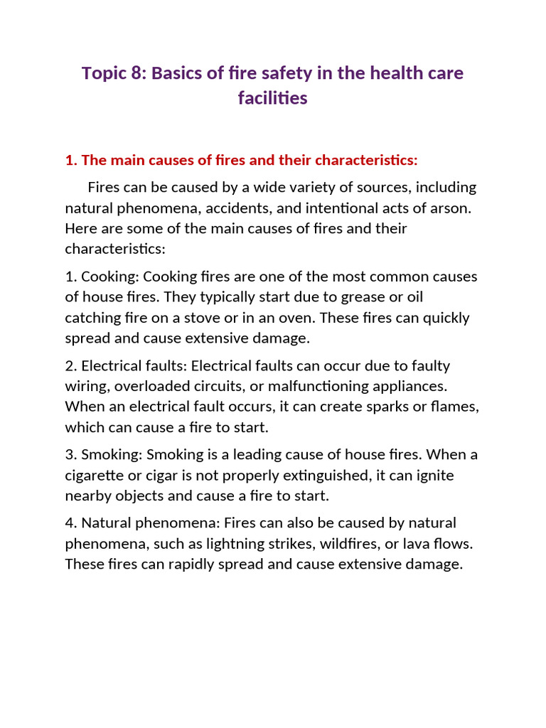 Theme 8. Basics of Fire Safety in The Health Care Facilities | PDF ...