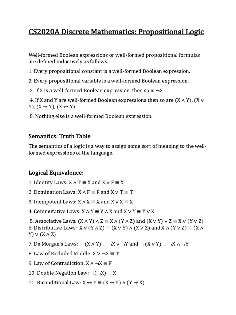CS2020A Discrete Mathematics (Chap1) | PDF | First Order Logic ...