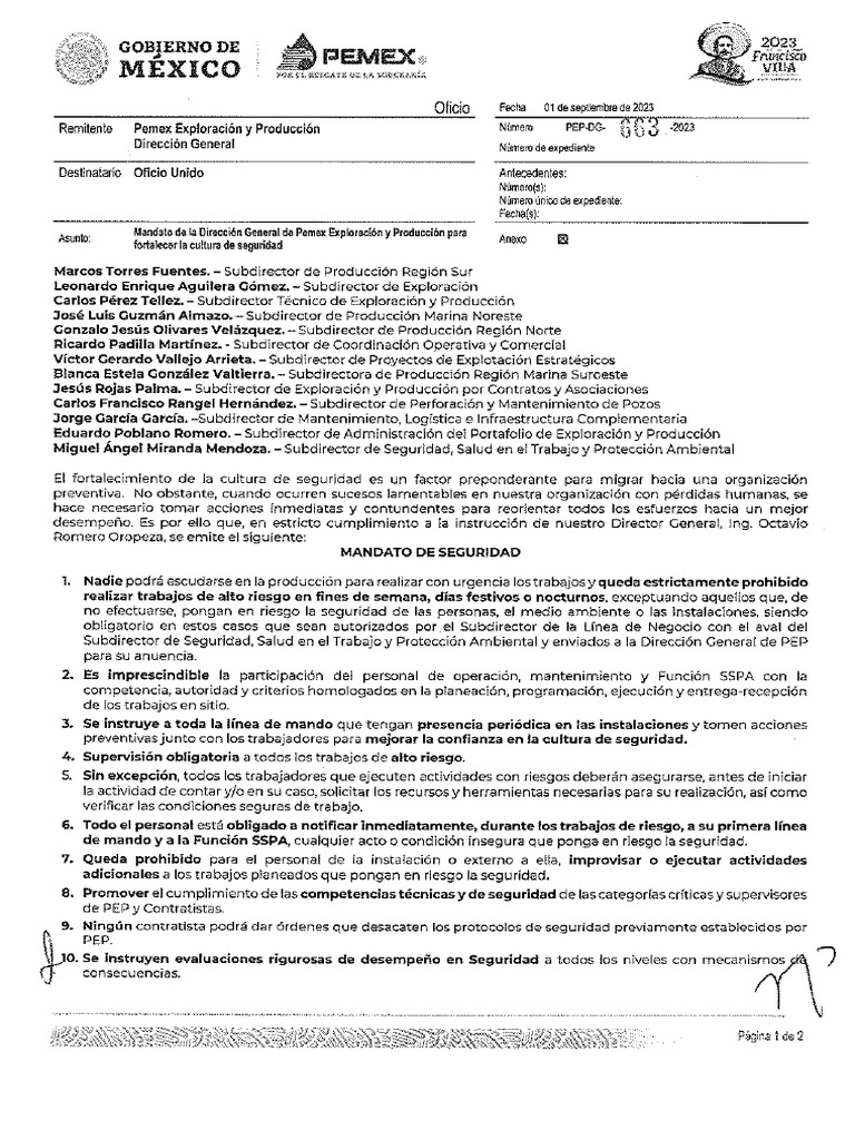 PEP-DG-663-2023-Mandatos de Seguridad | PDF