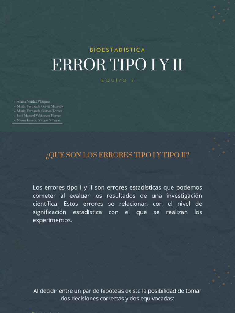 Error Tipo 1 y 2 (Equipo 5, 2A) - 20240219 - 101616 - 0000 | PDF ...