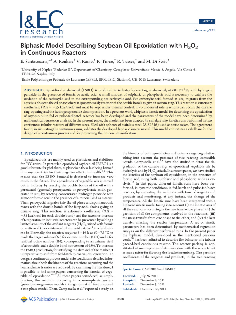 2012 - Biphasic Model Describing Soybean Oil Epoxidation With H2O2 ...