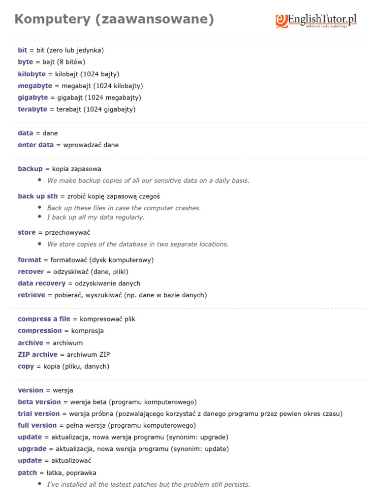 Komputery (Zaawansowane) | PDF