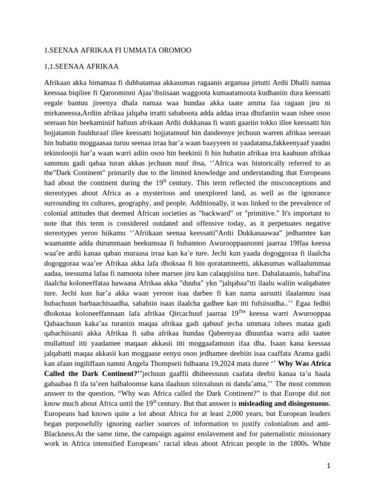 Seenaa Afrikaa Fi Ummata Oromoo | PDF