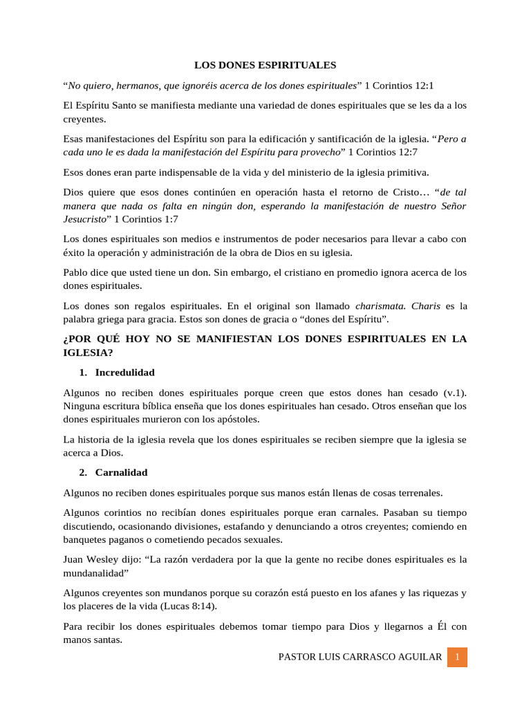 Los Dones Espirituales | PDF | Fe | espíritu Santo