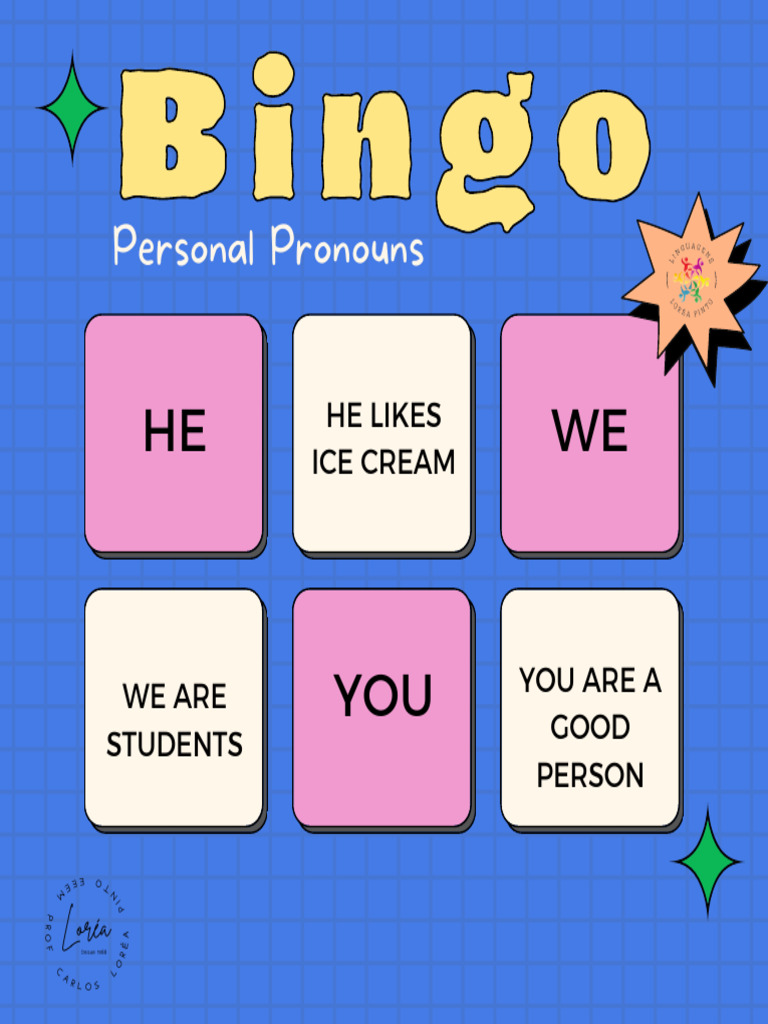 Bingo Personal Pronouns | PDF