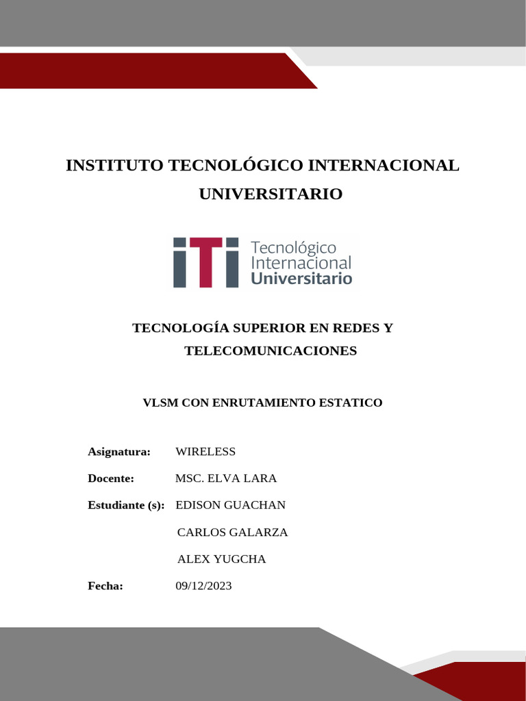 VLSM y Enrutamiento Estático Redes | PDF | Enrutador (Computación) | Enrutamiento