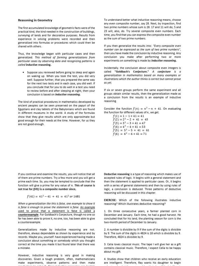 logic of geometry | PDF | Inductive Reasoning | Reason