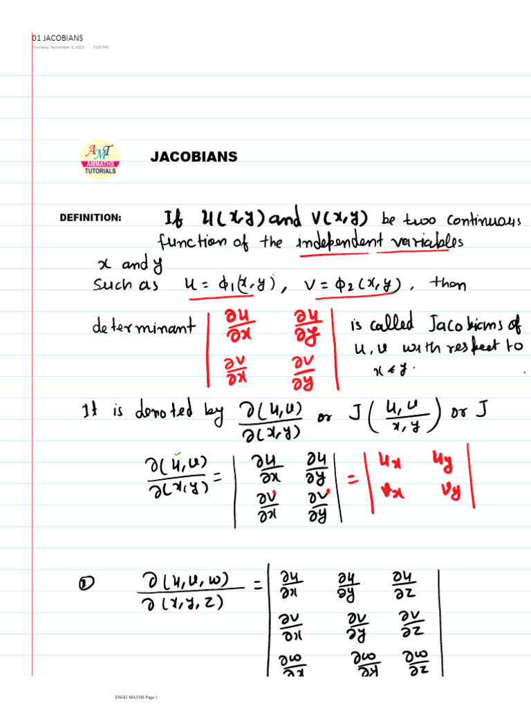 Understanding Jacobians in Engineering Math | PDF