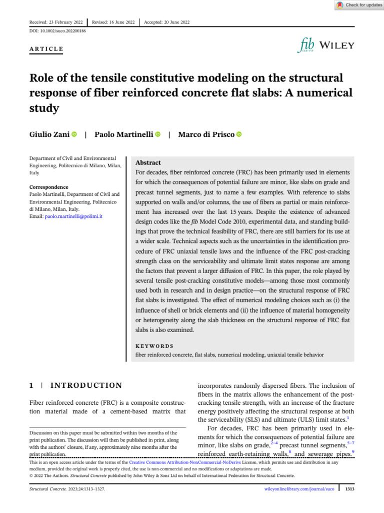 Tensile Modeling in FRC Flat Slabs | PDF | Fracture | Stress (Mechanics)